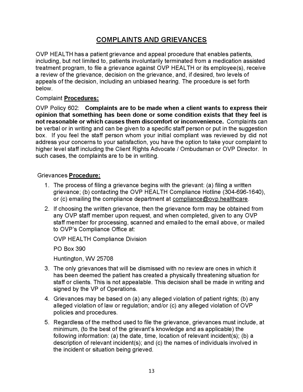 Patient Handbook - OVP Health Recovery Center